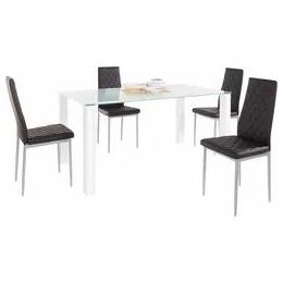 Essgruppe Inosign, schwarz-weiß (weiß, schwarz,), B:160cm, Sitzmöbel-Sets, 160 cm breiter Glastisch, verschiedene Farbvarianten der Stuhlbezüge