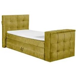 Boxspringbett "Richmond", gelb (okra), B:134cm L:243cm, SET ONE BY Musterring, Komplettbetten, Boxspringbett, versenkbarer TV- Halterung mit Fernbedienung