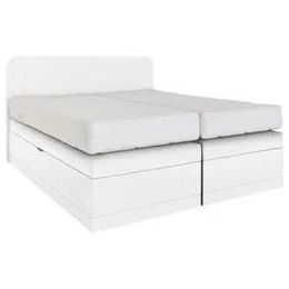 Boxspringbett, weiß, B:195cm L:212cm, Box und Kopfteil: Microvelours (100% Polyester) oder Kunstleder (Polyurethan);Bezug der Obermatratze: 100% Polyester, Westfalia Schlafkomfort, Komplettbetten, Boxspringbett, wahlweise mit Bettkasten