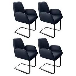 Freischwinger W.Schillig "ole", blau (blau z59, schwarz pulverbeschichtet), B:63cm H:90cm T:64cm, Longlife Xtra-Leder Z69: Das feinnarbige, gedeckte Softleder Z69 besticht durch seine außergewöhnliche Weichheit im trendigen »Vintage-Look«, Hautstärke 0, 9 - 1, 1 mm;Longlife Xtra-Leder Z79: Das Z79 gehört zu der Familie der Anilin-Touch-Leder, die durch ihren besonders angenehmen Griff überzeugen, 