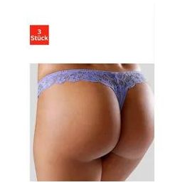 String Petite Fleur, Damen, Gr. 32/34, bunt (blau, mandarine, weiß), Spitze, Obermaterial: 86% Polyester, 14% Elasthan, Unterhosen, hinten komplett aus zarter Jacquardspitze