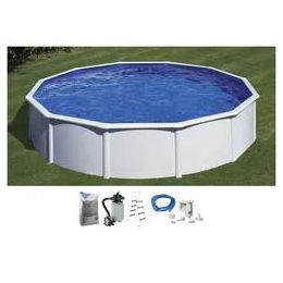 Rundpool MY POOL BWT, weiß, H:120cm Ø:460cm, Schwimmbecken, 5-tlg., mit breitem Handlauf, versch. Größen