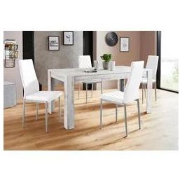 Essgruppe Inosign "Lynn160/Brooke", weiß (antikweiß, weiß,), B:160cm, Sitzmöbel-Sets, Tisch mit 4 Stühlen