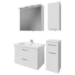 Badmöbel-Set SAPHIR "Quickset 316 4-teilig, Keramikwaschtisch mit LED-Spiegelschrank", weiß (weiß hochglanz, weiß glanz), Kastenmöbel-Sets, mit Unterschrank, Hängeschrank, 5 Türen, 1 Klappe, inkl. Türdämpfer