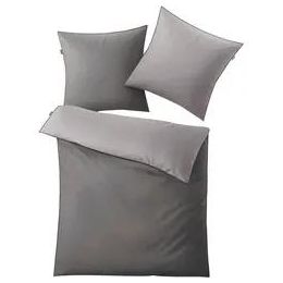 Bettwäsche Kleine Wolke "Linda", grau (silbergrau), B/L: 155cm x 220cm, 1 Stk., 1 Stk., Mako-Satin, B/L: 80cm x 80cm, 2 Stk., Mako-Satin, Obermaterial: 100% Baumwolle, Bettwäsche, einfaches, sehr elegantes Design