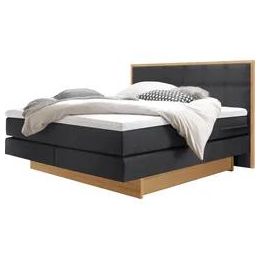 Boxspringbett Hasena "Ottawa", braun (anthrazit, eiche bianco), B:148cm L:205cm, Komplettbetten, Boxspringbett, Boxspringbett, wählbare Polsterbezüge, zwei Bettkästen aus Eiche
