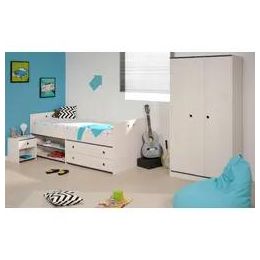 Jugendzimmer-Set Parisot "Smoozy", weiß (weiß mit kieferstruktur), Schlafzimmermöbel-Sets