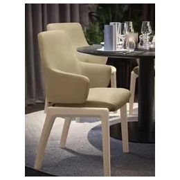 Polsterstuhl stressless "Laurel", beige (sand paloma, schwarz), B:58cm H:92cm T:59cm, Leder PALOMA: PALOMA ist ein durchgefärbtes Semianilin-Möbelleder mit natürlicher Narbung., Stühle, Low Back mit Armlehne, Größe L, mit abgerundeten Beinen in Schwarz