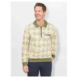 Poloshirt Marco Donati "Langarm-Poloshirt", Herren, Gr. 48/50, grün (khaki, bedruckt), 100% Baumwolle, Kragen und Ärmelabschluss:95% Baumwolle, 5% Elasthan, gemustert, mehrfarbig, ohne Ausschnitt, Shirts