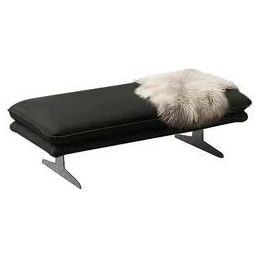 Polsterhocker W.Schillig, grau (graphit z59), B:145cm H:43cm T:71cm, Longlife Xtra-Leder Z59: Glattleder mit modischer Prägung. Hautstärke 0, 9 - 1, 1 mm, Hocker, Füße in Chrom glänzend