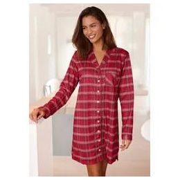H.I.S. Nachthemd H.I.S, Damen, Gr. 40, N-Gr, rot (rot, kariert), Flanell, Obermaterial: 100% Baumwolle, kurz, V-Ausschnitt, Manschette kontrastfarben, Kleider, aus Flanell im Karo-Design
