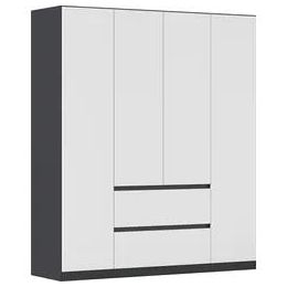 Drehtürenschrank Rauch "Kleiderschrank Schrank Garderobe Garderobenschrank MAINZ", grau (graumetallic, alpinweiß), B:181cm H:210cm T:54cm, Holzwerkstoff, Schränke, grifflose Front, Außentüren mit Push-to-Open Funktion MADE IN GERMANY