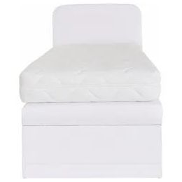 Boxspringbett, weiß, B:105cm L:212cm, Box und Kopfteil: Microvelours (100% Polyester) oder Kunstleder (Polyurethan);Bezug der Obermatratze: 100% Polyester, Westfalia Schlafkomfort, Komplettbetten, Boxspringbett, wahlweise mit Bettkasten