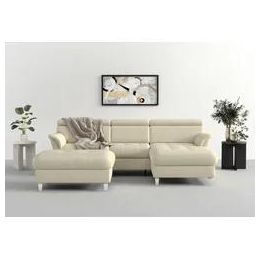 Sit & More Ecksofa SIT & MORE "Marano L-Form", beige (creme), B:257cm T:166cm, 98% Polyester, 2% Polyamid, Sofas, inklusive Kopfteilverstellung, wahlweise mit Bettfunktion, Bettkasten