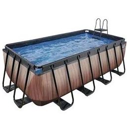 Framepool EXIT, braun, B:200cm H:122cm L:400cm, Schwimmbecken, BxLxH: 200x400x122 cm, mit Sandfilteranlage und Leiter