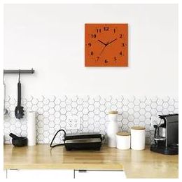 Wanduhr Artland "Uni Trendfarben", orange, B:30cm H:30cm T:0,3cm, Wanduhren, wahlweise mit Quarz- oder Funkuhrwerk, lautlos ohne Tickgeräusche