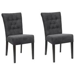 Esszimmerstuhl Home Affaire "Queen BESTSELLER", grau (anthrazit, wenge), B:46cm H:93cm T:64cm, Polyester, Stühle, Polsterstuhl mit Knopfheftung, 2er, 4er oder 6er Set