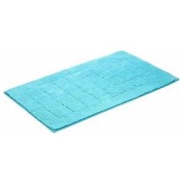 Badematte Vossen "Exclusive" Gr. 2, blau (light azure), H:20mm, Baumwolle, Badematten, Badteppich, Uni-Farben, Karo Muster, Hoch-Tief Effekt, reine Baumwolle