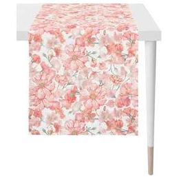 Tischläufer Apelt "1617 Springtime, Frühjahrsdeko, Frühling", bunt (weiß, apricot, grün), B:48cm L:140cm, Baumwolle, Polyester, Tischdecken, Digitaldruck