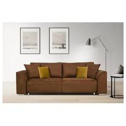 3-Sitzer Inosign "BEATRICE auch als Schlafsofa mit Bettkasten, B/T/H 250/107/92 cm", braun (cognac), B:250cm H:92cm T:107cm, Sofas, wahlweise mit Bettfunktion, incl. 2 Zierkissen, Wellenfederung