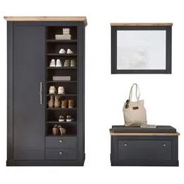Garderoben-Set Home Affaire "WESTMINSTER BESTSELLER", grau (dunkelgrau, wotan eiche), B:220cm H:203cm T:46cm, Kastenmöbel-Sets, im romantischen Landhausstil