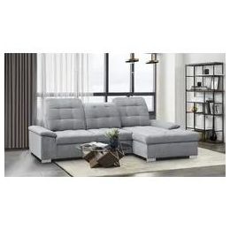 Ecksofa WERK2 "Carmen, mit Bettksten, Sitz- & Rückenheftung, Breite 261 cm, L-Form", grau (hellgrau), B:264cm H:105cm T:170cm, 95% Polyester, 5% Nylon, Sofas, mit Sitztiefenverstellung, Struktur weich, hellgrau, Topseller