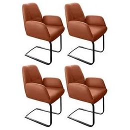 Freischwinger W.Schillig "ole", braun (cognac z69, schwarz pulverbeschichtet), B:63cm H:90cm T:64cm, Longlife Xtra-Leder Z69: Das feinnarbige, gedeckte Softleder Z69 besticht durch seine außergewöhnliche Weichheit im trendigen »Vintage-Look«, Hautstärke 0, 9 - 1, 1 mm;Longlife Xtra-Leder Z79: Das Z79 gehört zu der Familie der Anilin-Touch-Leder, die durch ihren besonders angenehmen Griff überzeuge