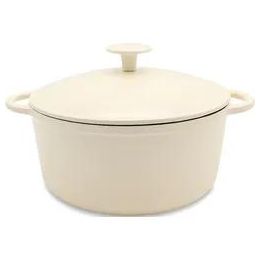 Krüger Fleischtopf KRÜGER "Eisenguss Fleischtopf mit Deckel SAVANNA, 24 cm", beige (creme), H:12cm L:30,5cm Ø:24cm, Töpfe, für Induktions-Kochfelder geeignet