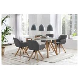 Essgruppe Salesfever "Växjö - Elegant gestaltete Essgruppe", grau (grau,), Sitzmöbel-Sets, bestehend aus 4 modernen Polsterstühlen und einem 180 cm breiten Tisch