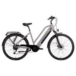 E-Bike SAXONETTE "Deluxe Sport Lady" Gr. 50, silber (silberfarben matt, schwarz), Elektrofahrräder, 50cm, 28 Zoll (71,12cm), Pedelec, Elektrofahrrad für Damen u. Herren