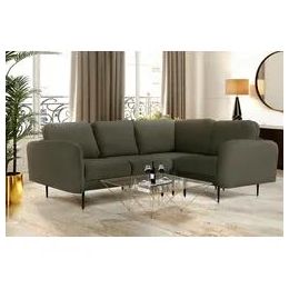 Ecksofa LEONIQUE "Samtoptik", grau, B:228cm H:81cm T:166cm, Korpus/Basismaterial: 100% Polyester. Sitzfläche: 100% Polyester, Sofas, mit losen Rückenkissen und Keder oben auf der Armlehne