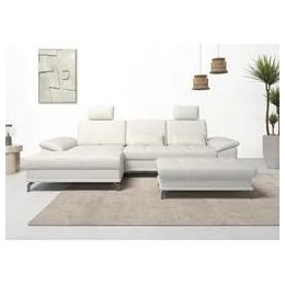 Ecksofa Places of Style "Costello L-Form, B: 301 cm mit Sitztiefen-, Armteilverstellung &", weiß (altweiß), B:301cm H:89cm T:176cm, Luxus-Microfaser (90% Polyester, 10% Polyamid);Samtoptik (100% Polyester), Sofas, 3 Nierenkissen, optional Bettfunktion & Bettkasten, Topseller
