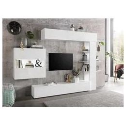Wohnwand Inosign "Sorano", weiß (weiß matt, weiß hochglanz lack), Kastenmöbel-Sets, mit Hängeschrank