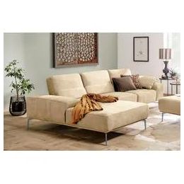 Ecksofa W.Schillig "run, Designsofa mit tollem Sitzkomfort, bequem, L-Form", beige (sahara s37), B:319cm H:88cm T:178cm, Longlife Xtra-Leder Z73: Naturwalkleder der Luxusklasse aus den erlesensten Rohhäuten. Hautstärke 1, 1 – 1, 3 mm;ROHLEDER Jacquard-Flachgewebe Q2 W60 (63% Polyester, 37% Polyacryl);ROHLEDER Chenille-Flachgewebe Q2 W77 (68% Polyacryl, 32% Polyester);Stoff S37 (100% Polyester), So