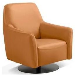 Sessel Egoitaliano "Felicity Drehsessel mit Wippfunktion, kompakt und bequem, Loungesessel", orange, B:77cm H:88cm T:85cm, Leder »BULL« (echtes Rindsleder). Geschliffenes, pigmentiertes und behandeltes Rindsleder mit einer Dicke von 1, 3-1, 5 mm. Dieses Leder zeigt eine ziemlich weiche Hand mit einem halb undurchsichtigen Aussehen. Es handelt sich um ein geschütztes Leder. Eine leichte Deckschicht