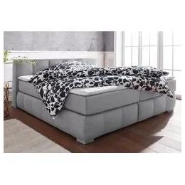 Boxspringbett Home Affaire "Chelles", grau, B:207cm L:225cm, Samtoptik (100% Polyester);Bezug der Spiegelfläche Matratzendrell aus 100% Polyester;Struktur fein 100% Polyester), Komplettbetten, Boxspringbett, inkl. Kaltschaumtopper, in 5 Breiten und 3 Matratzenarten
