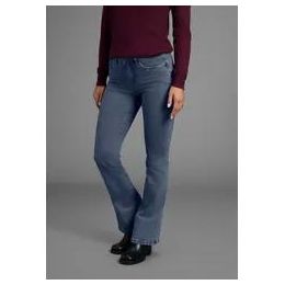 Bootcut-Jeans Arizona "Comfort-Fit", Damen, Gr. 38, N-Gr, blau (blau stone), Denim/Jeans, Obermaterial: 98% Baumwolle, 2% Elasthan, Basic, bequem lang, Jeans, ausgestellte Beinform, mit Eingrifftaschen, High-Waist