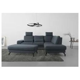 Sit & More Ecksofa SIT & MORE "Cinturo L-Form", blau (dunkelblau), B:260cm H:88cm T:226cm, Sofas, inklusive Sitztiefenverstellung und Federkern, Sitzhöhe 45 cm