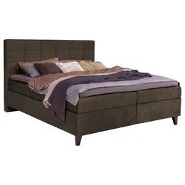 Boxspringbett Alina "Neomi", braun (braun enf 4), B:160cm L:212cm, Samt ENF (95% Polyester, 5% Polyamid), Komplettbetten, Boxspringbett, inklusive Matratze und Topper