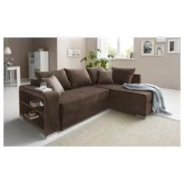 Ecksofa Collection AB "John L-Form", braun, B:226cm H:85cm T:160cm, Microfaser PRIMABELLE (100% Polyester);Zierkissen: 100% Polyester;Luxus-Microfaser 1 (100% Polyester);Luxus-Microfaser 2 (100% Polyester), Sofas, inklusive Bettfunktion und Bettkasten