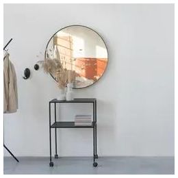 Wandspiegel SPINDER DESIGN "Donna", schwarz, B:90cm H:90cm T:6cm Ø:90cm, Metall, Spiegelglas, Spiegel, Metall, Qualitativ hochwertiges Erscheinungsbild, Ø 90 cm