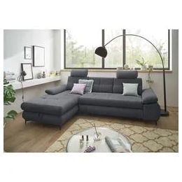Ecksofa ED EXCITING DESIGN "Altona L-Form", grau (anthrazit), B:274cm H:88cm T:177cm, 100% Polyester, Sofas, mit Bettfunktion, Bettkasten, Armteilverstellung & Kopfstützen