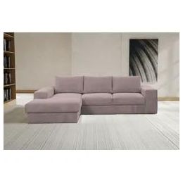 Ecksofa WERK2 "Rozzana Design Ecksofa mit hohem Komfort, zeitlos & elegant, L-Form", rosa (rose), B:280cm H:86cm T:190cm, 90% Polyester, 10% Nylon, Sofas, in kuschelweichen Trendstoffen Cord, Breitcord und Plüsch