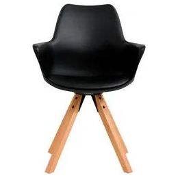 Esszimmerstuhl Salesfever "Monza - Stilvoller Armlehnstuhl fürs Esszimmer", schwarz (schwarz natur, natur), B:58cm H:84cm T:61cm, Kunstleder, Kunststoff, Massivholz, Stühle, Charmantes Duo: Kunststoff-Armlehnstühle mit Kunstledersitz