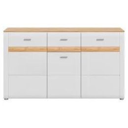Sideboard Inosign "Aska, Breite 150cm, Metallgriffe,3 Türen,1 Schubkästen, 2 Einlegeböden", grau (weiß), B:150cm H:86cm T:43cm, Sideboards, Matte Optik, 2-farbig, Anrichte, Schrank, Kommode, Wohnmöbel