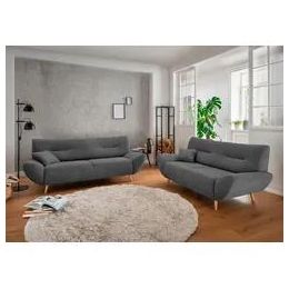 Polstergarnitur Inosign "Drago, modern und zeitlos, aktuelle Formensprache, komfortabel", grau (anthrazit,), H:81cm T:90cm, 100% Polyester, Sitzmöbel-Sets, als Sessel/Polsterecke erhältlich, versch. Stoffe, inkl. 2 Zierkissen