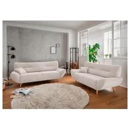 Polstergarnitur Inosign "Drago, modern und zeitlos, aktuelle Formensprache, komfortabel", beige (creme,), H:81cm T:90cm, 100% Polyester, Sitzmöbel-Sets, als Sessel/Polsterecke erhältlich, versch. Stoffe, inkl. 2 Zierkissen