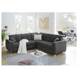 Jockenhöfer Ecksofa JOCKENHÖFER GRUPPE "Udine L-Form", grau (anthrazit), B:263cm T:100cm, Luxus-Microfaser in Lederoptik (100% Polyester);Kissen: 45% Polyacryl, 34% Polyethylen, 21% Polypropylen, Sofas, 6 individuell, verstellbaren Kopfteilen, Gästebett- und Relaxfunktion