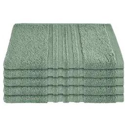 Gästehandtücher Schiesser "Milano aus 100% Baumwolle mit eleganter Bordüre in Hoch-Tief-Optik", grün (hellgrün), B:30cm L:50cm, Frottier, Frottier, Handtücher, Made in Green