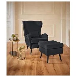 Sessel Home Affaire "Salla auch in Fellimitat und Feincord, viele Bezugsarten, Ohrensessel", schwarz, H:118cm T:94cm, Samtcord (92% Polyester 8% Polyamid), Struktur (100% Polyester), Struktur Hahnentritt (100% Polyester), Struktur fein (100% Polyester), Samtoptik (100% Polyester), Fellimitat (100% Polyestr), Sessel, Ohrensessel ohne Hocker Ohrensessel Ohrensessel mit Hocker, wahlweise mit oder ohn